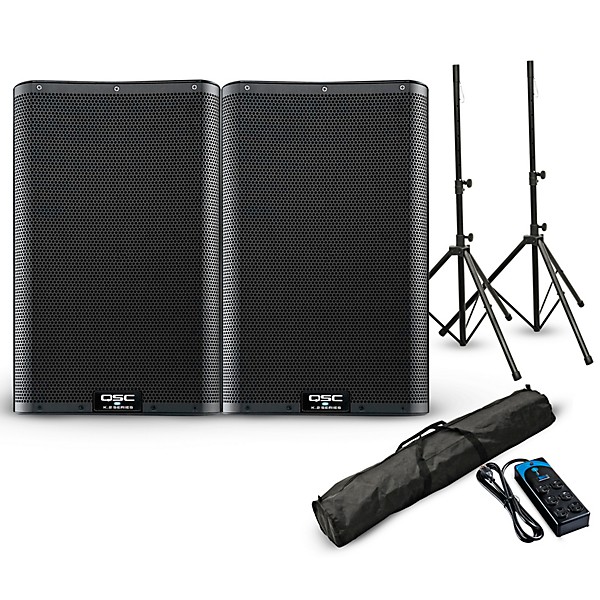 QSC K12.2 12" Powered Speaker Pair with Stands and Power Strip | Music ...