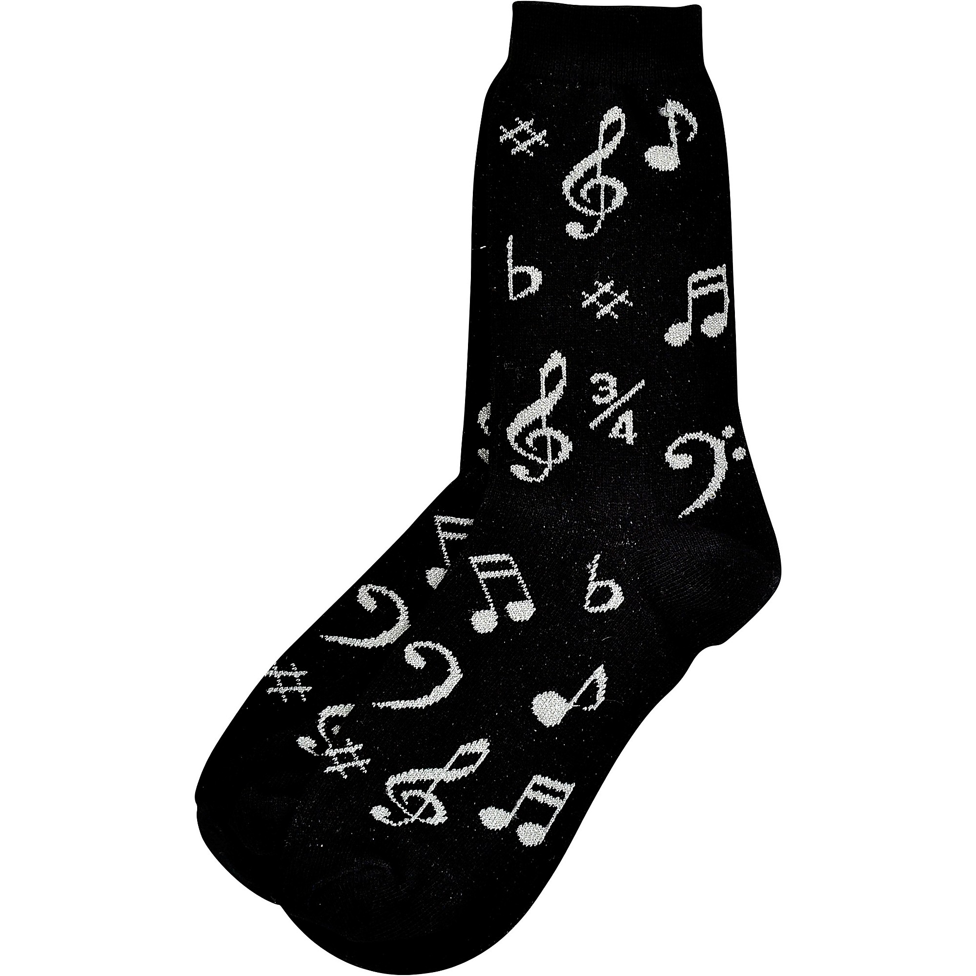AIM Womens Black And Silver Music Note Socks | Music & Arts