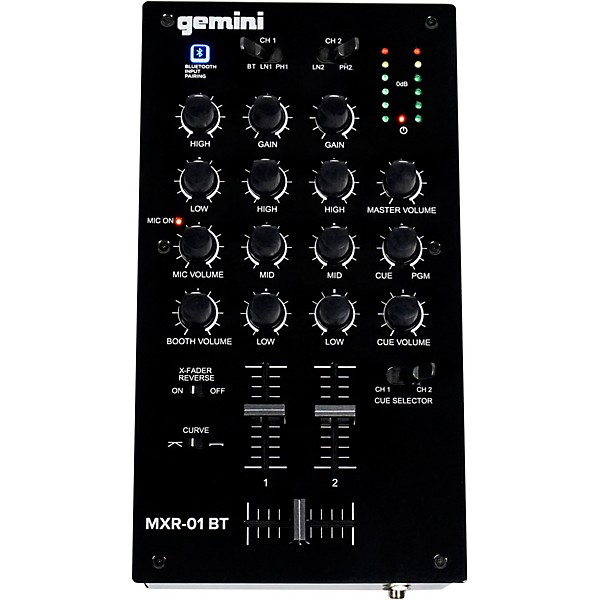 Gemini MXR-01BT 2 Channel Professional DJ Mixer With Bluetooth Input | Music & Arts